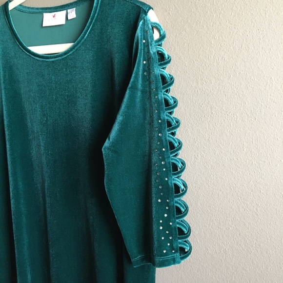 Quacker Factory | Tops | Quacker Factory Emerald Embellished Velvet Top ...